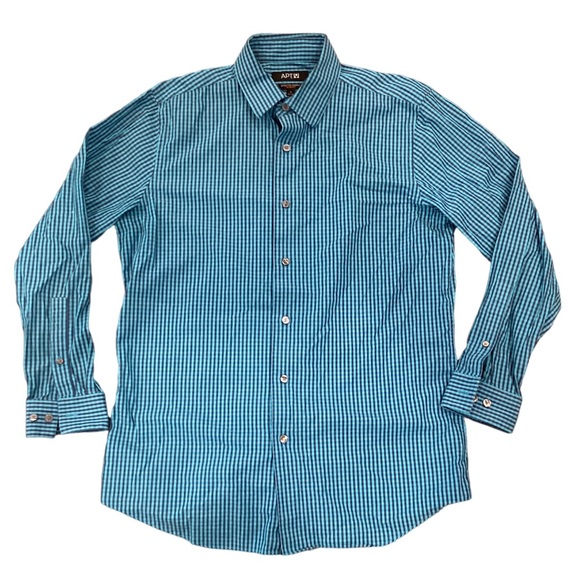 Apt. 9 | Shirts | Apt 9 Blue Checked Long Sleeve Button Down Shirt Mens ...